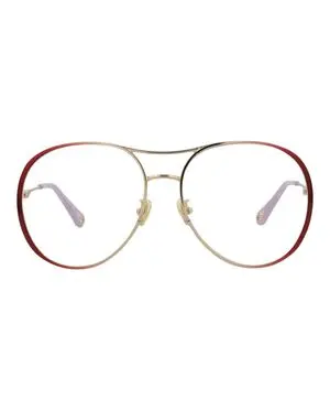 Chloé Aviator-Frame Metal Optical Frames Burgundy Burgundy Transparent (ch0019o/30009854/002)