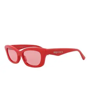 Alexander McQueen Square Frame Recycled Acetate Sunglasses - Red Red Pink (am0474s/30015683/003)