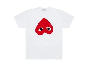 Play Comme Des Garcon Reverse Heart Logo T-shirt - White/red