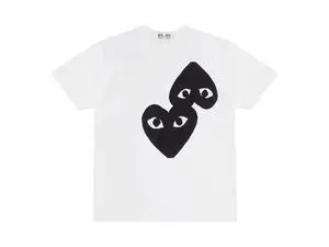 Play Comme Des Garcon Double Heart T-shirt - White/black