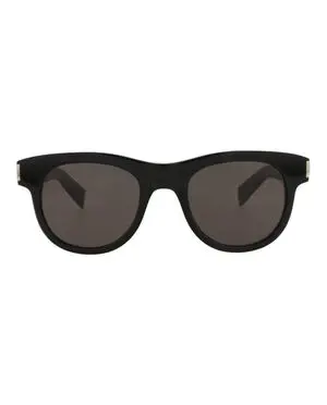 Saint Laurent Round Frame Recycled Acetate Sunglasses - Black Black Black (sl571/30014069/006)