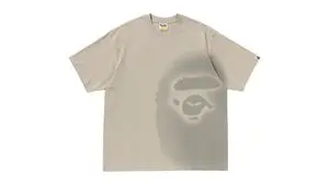 BAPE Spray Print Ape Head Relaxed Fit I Tee Shirt Beige