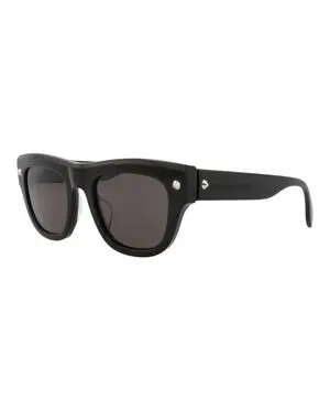 Alexander McQueen Square Frame Recycled Acetate Sunglasses - Black Black Grey (am0425s/30014620/001)