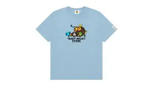 A BATHING APE Baby Milo Graphic Print III Tee Shirt Light Blue