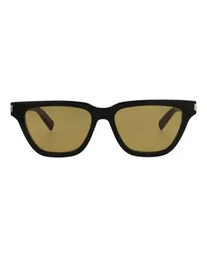 Saint Laurent Acetate Cat Eye Sunglasses - Black Black Yellow (sl462sulpi/30011402/009)