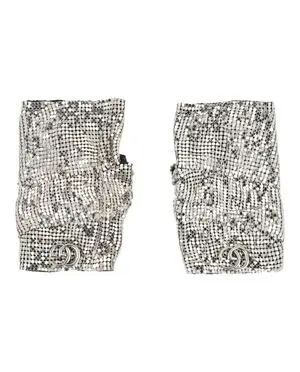 Gucci Double G Mesh Fingerless Gloves - Silver