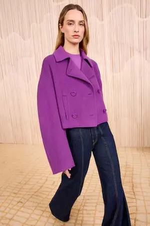 Ulla Johnson Marta Double-faced Wool Cropped Coat - Thistle