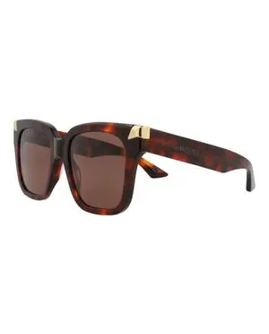 Alexander McQueen Square Frame Recycled Acetate Sunglasses - Havana Havana Brown (am0440s/30015177/003)
