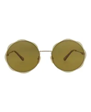 Chloé Round-frame Metal Sunglasses - Gold Gold Green (ch0202s/30014664/001)