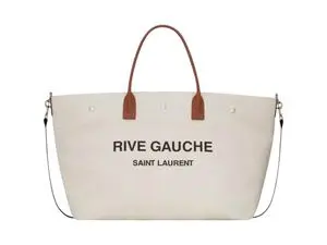 Saint Laurent Rive Gauche Maxi Tote - Cream/brown
