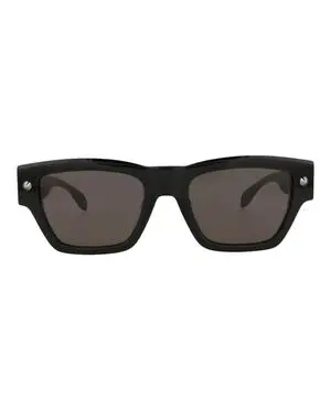 Alexander McQueen Square Frame Recycled Acetate Sunglasses - Black Black Grey (am0409s/30014340/001)