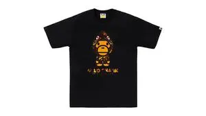 A BATHING APE 1st Camo Milo Shark Fzh Tee Shirt - Black/orange