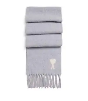 Ami Alpaca-blend De Coeur Scarf - Blue