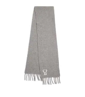 Ami Alpaca-blend De Coeur Scarf - Grey