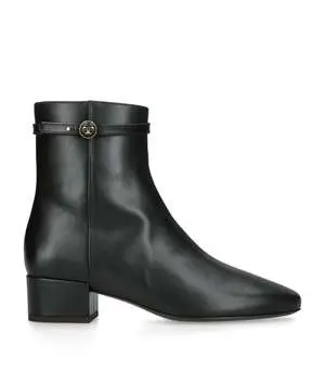Women's Black Leather Ankle Boots