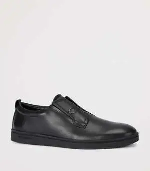 FERRAGAMO Leather Alfie Slip-on Sneakers - Black