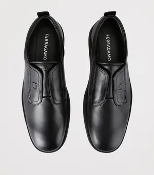 FERRAGAMO Leather Alfie Slip-on Sneakers - Black