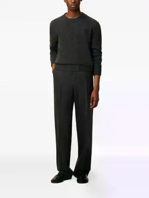 AMI Paris Wool Wide-leg Trousers - Black