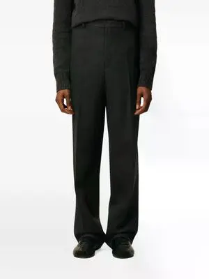 AMI Paris Wool Wide-leg Trousers - Black