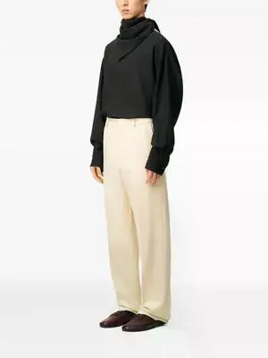 AMI Paris Wool Wide-leg Trousers - Neutrals
