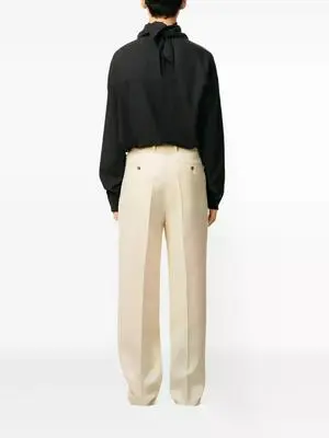 AMI Paris Wool Wide-leg Trousers - Neutrals