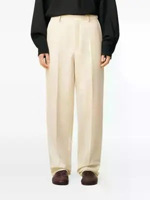 AMI Paris Wool Wide-leg Trousers - Neutrals