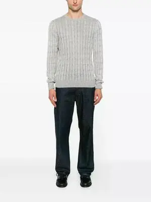 GRAN SASSO Cable-knit Crew-neck Sweater - Grey