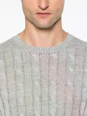 GRAN SASSO Cable-knit Crew-neck Sweater - Grey