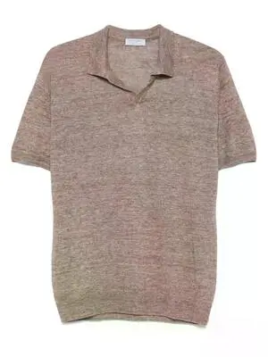 GRAN SASSO Polo-neck Linen T-shirt - Brown