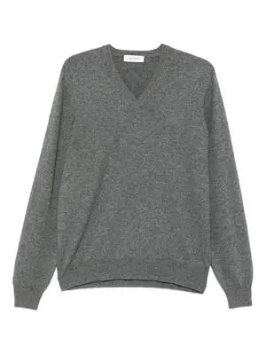 GRAN SASSO V-neck Long Sleeve Sweater - Grey