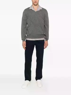 GRAN SASSO V-neck Long Sleeve Sweater - Grey