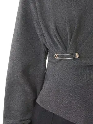 LANVIN Safety-pin-detail Asymmetric Sweater - Grey
