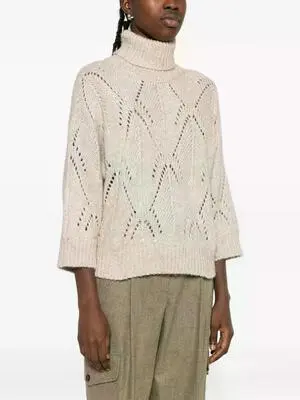 Peserico Diamond-pattern Knit Turtleneck
