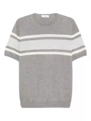 GRAN SASSO Stripe-detail T-shirt - Grey