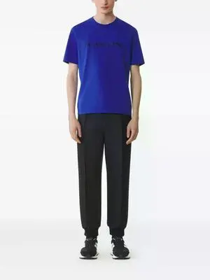LANVIN Logo-embroidered Cotton T-shirt - Blue