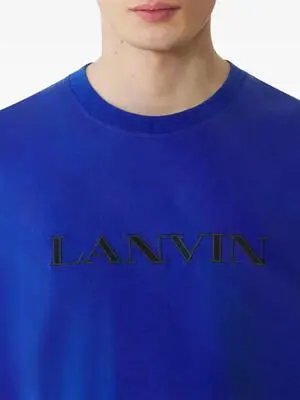 LANVIN Logo-embroidered Cotton T-shirt - Blue