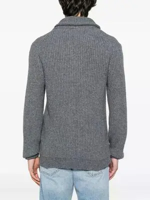 GRAN SASSO Ribbed Shawl-collar Cardigan