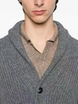 GRAN SASSO Ribbed Shawl-collar Cardigan