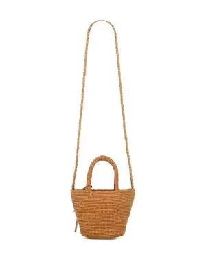 Manebí Raffia Tote Bag With Leather Details - Neutrals