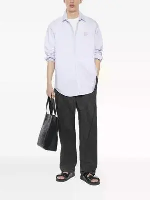 Maison Kitsuné Embroidered-logo Cotton Shirt - Neutrals
