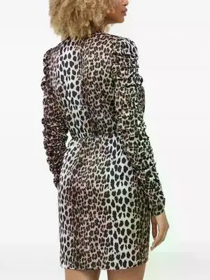 NOTES DU NORD Leopard-print Tie-front Mini Dress