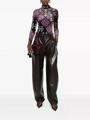 Andamane Pleated Faux Leather Trousers