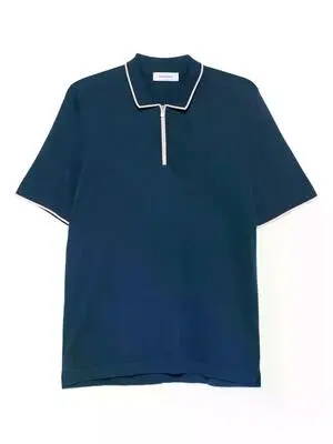 GRAN SASSO Zip-neck Cotton Polo Shirt