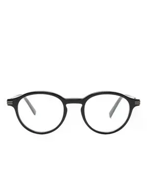 Zegna Logo-print Round-frame Glasses - Black