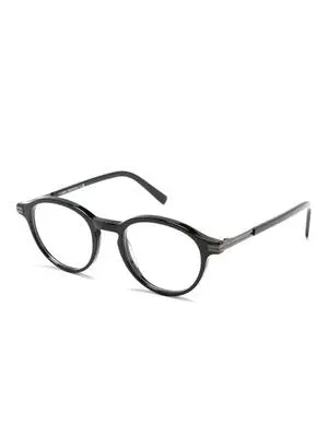 Zegna Logo-print Round-frame Glasses