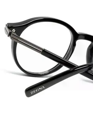 Zegna Logo-print Round-frame Glasses
