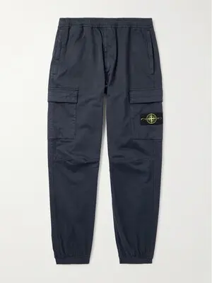 Stone Island Tapered Cotton-blend Trousers - Blue
