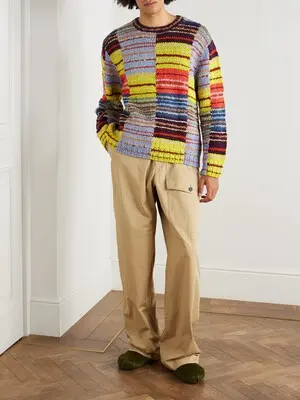 THE ELDER STATESMAN Scrap Patchwork Cotton-blend Sweater