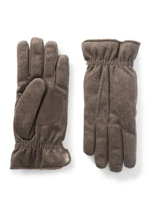 Loro Piana Suede-trimmed Storm System® Cashmere Gloves - Brown