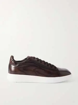 Berluti Stellar Venezia Leather Sneakers Dark Brown